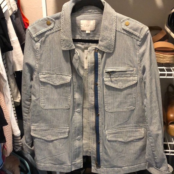 LOFT | Jackets & Coats | Loft Blue Striped Jacket Or Blazer | Poshmark